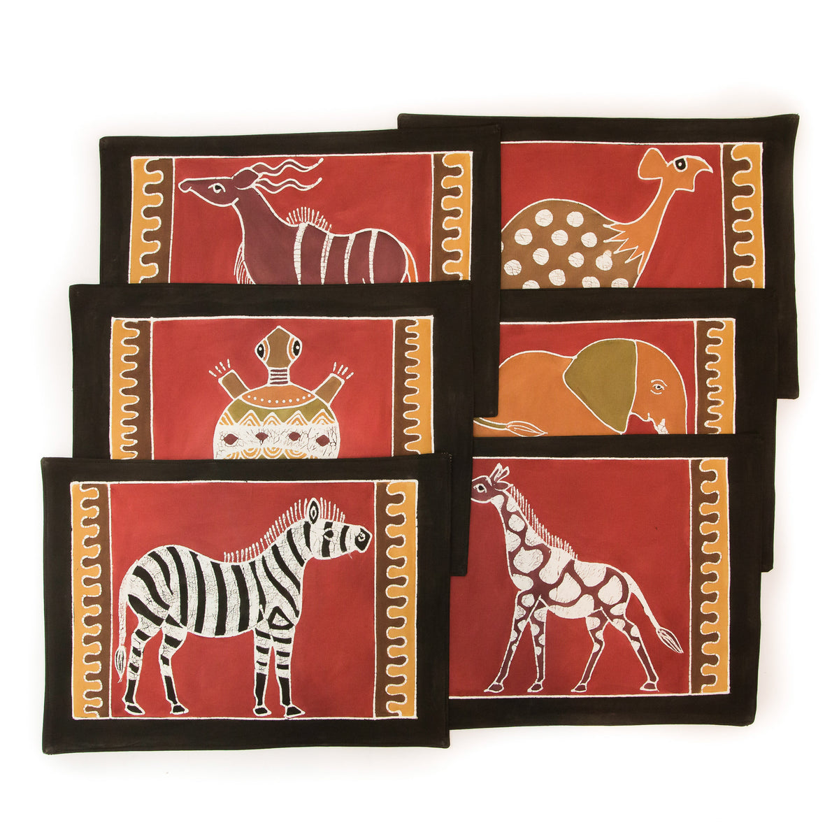 Safari Deep Red Table Mats - Set - African Inspired DŽcor – TRIBAL TEXTILES